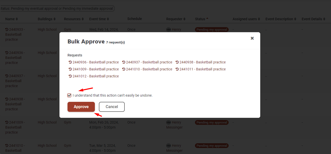 Bulk Approving Schedule Requests – Help Center - Facilities Management ...