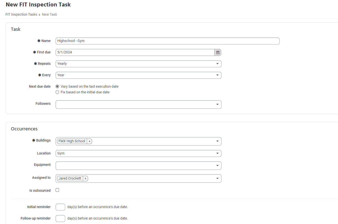 FIT Inspections – Help Center - Facilities Management eXpress