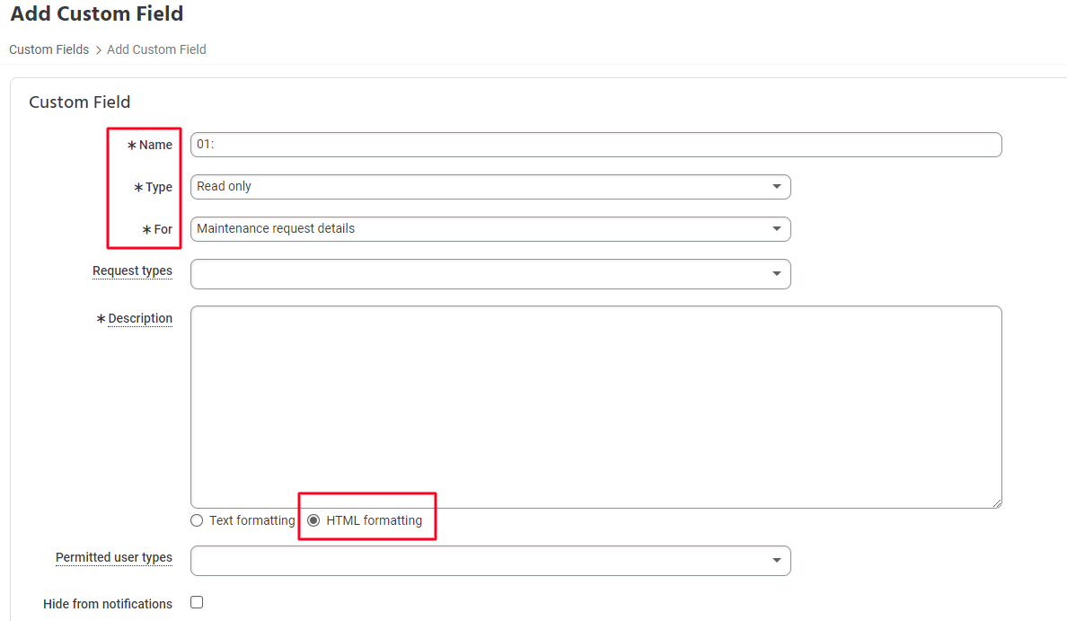 Read-Only HTML Formatting – Help Center - Facilities Management eXpress