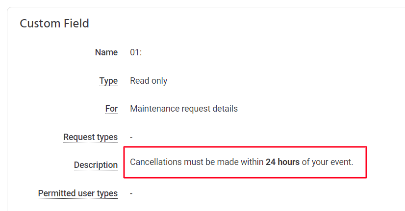 Read-Only HTML Formatting – Help Center - Facilities Management eXpress