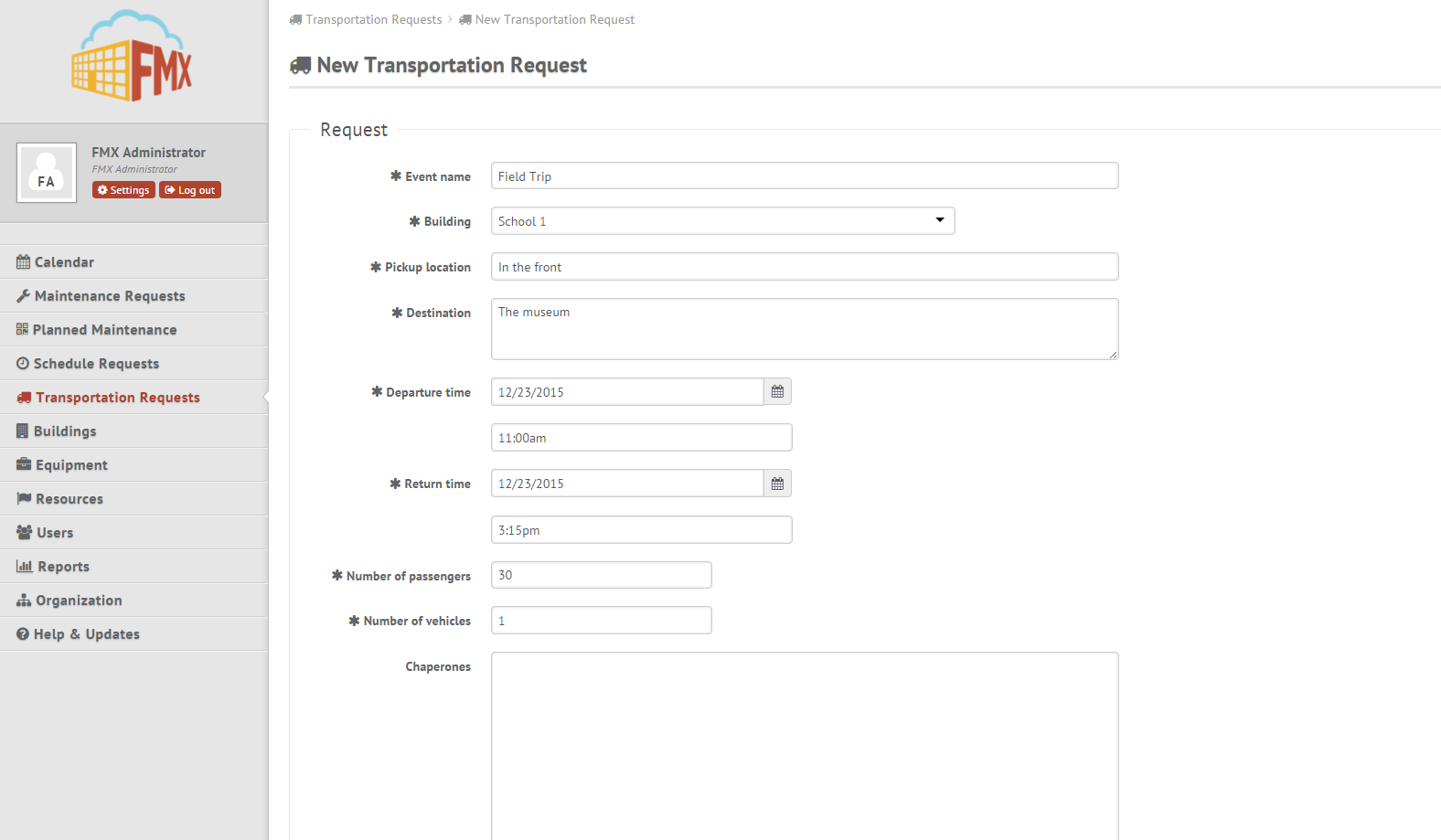 FMX Administrator Transportation Request Guide – Help Center ...